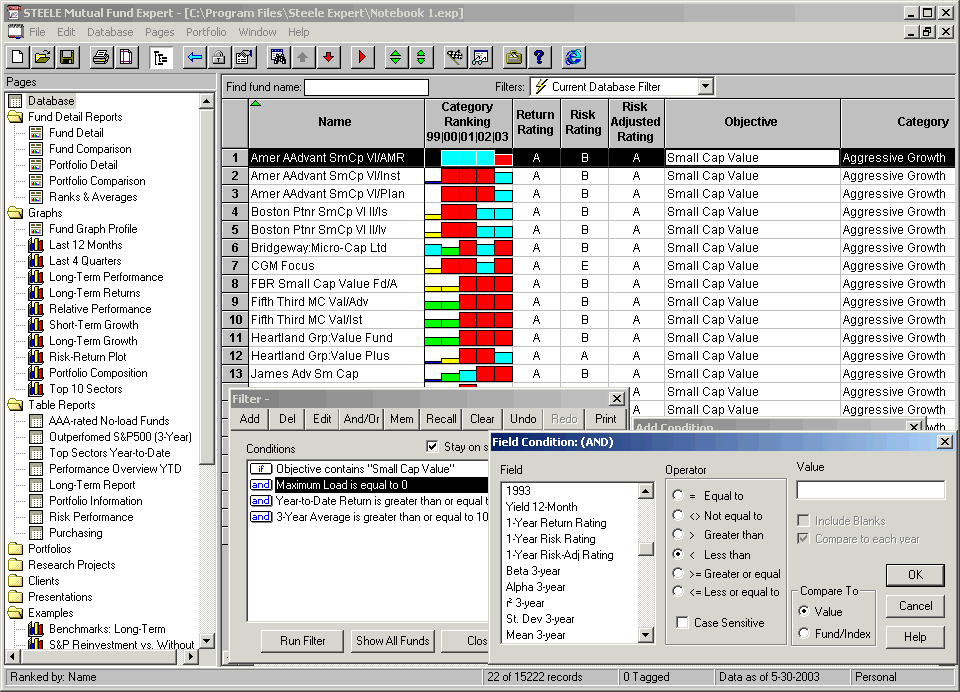 Comparison: Mutual Fund Screening Systems | AAII
