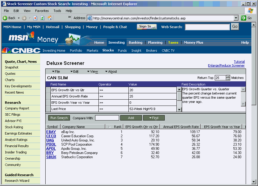 Comparison: Web-Based Stock Screening Services | AAII