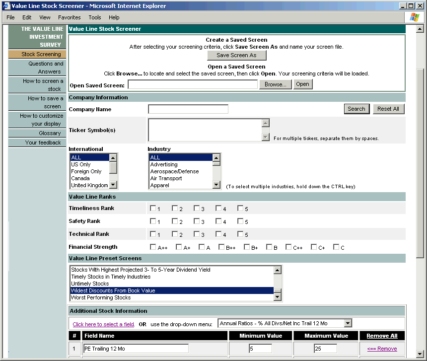 Comparison: Web-Based Stock Screening Services | AAII