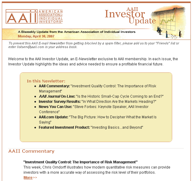 AAII.com: Recent Improvements | AAII