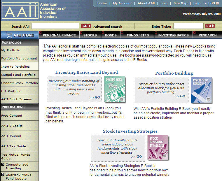 AAII.com: New Quote Service and AAII E-Books | AAII