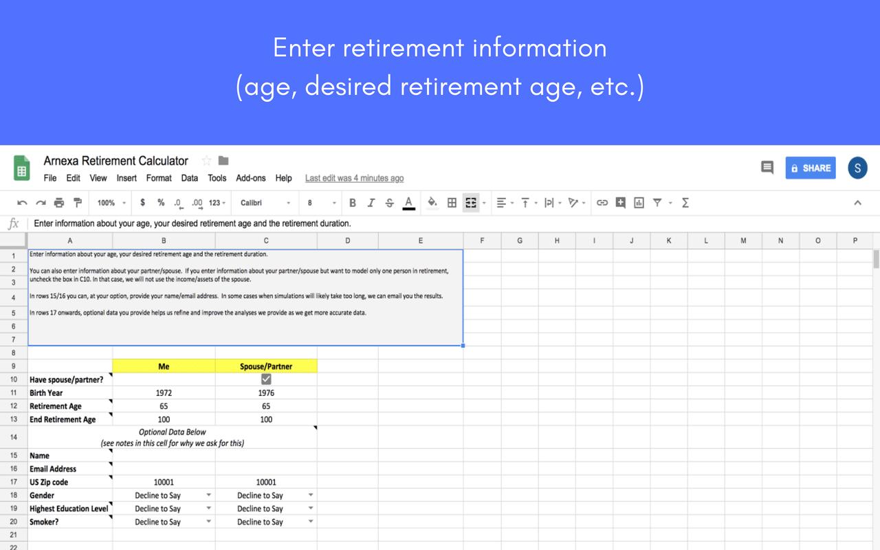 Using the Arnexa Retirement Planning Tool in Google Sheets | AAII
