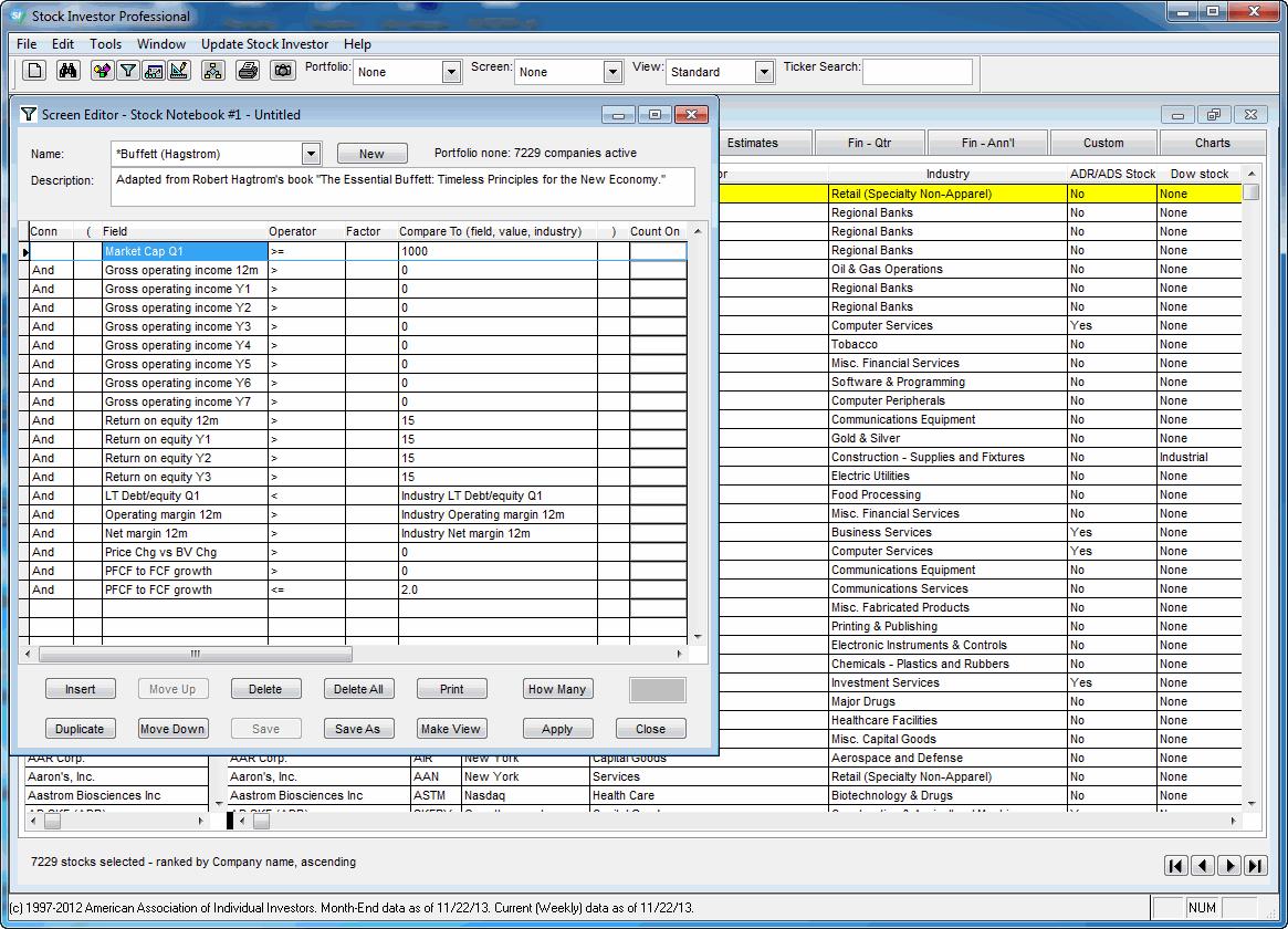Predefined Stock Screens | AAII