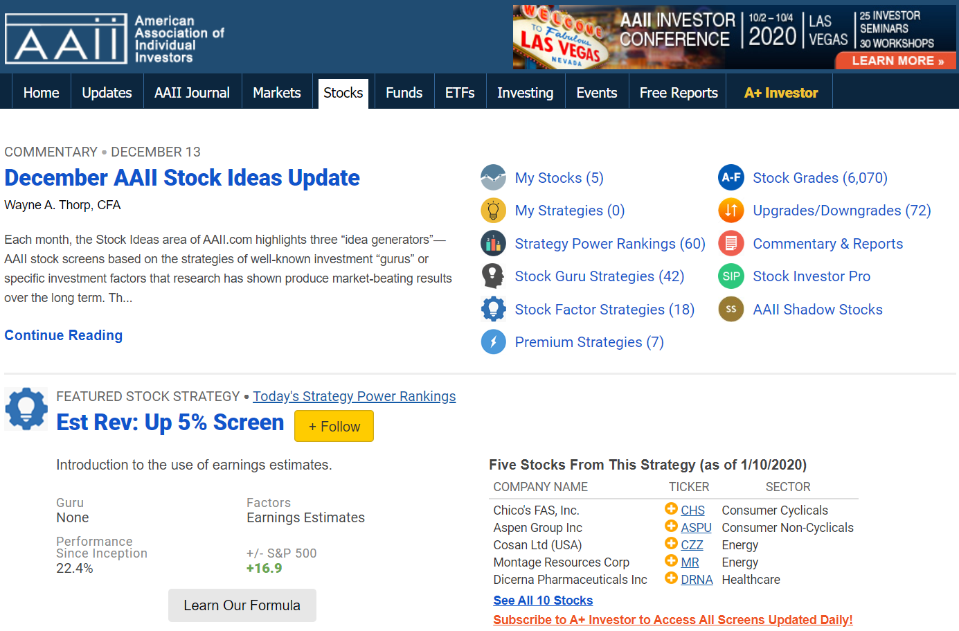 Updates to AAII.com | AAII