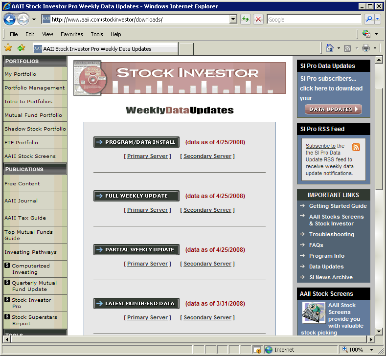 Program Downloads Now On-Line for SI Pro Users | AAII
