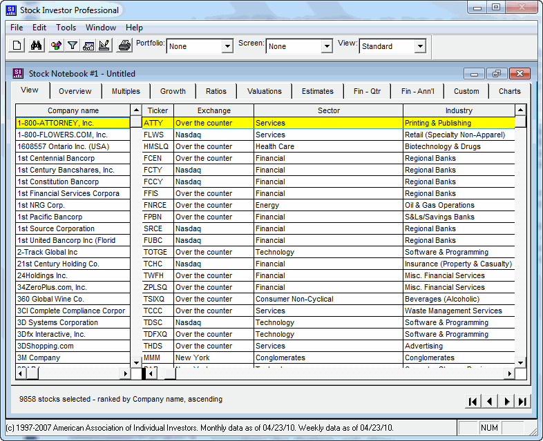 Performing Multiple Actions With the Stock Notebook | AAII